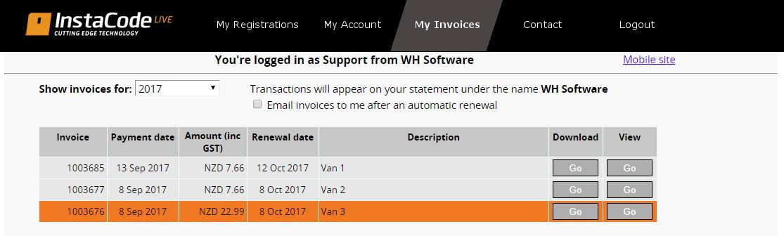 Invoices | WH Software Knowledge Base